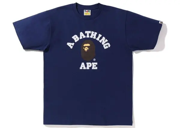A BATHING APE Online Exclusive College Tee Shirt - Navy Blue