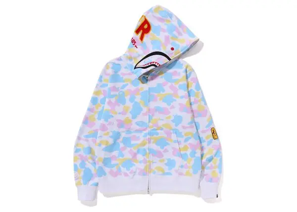 A BATHING APE Camo Shark Full Zip Hoodie - White