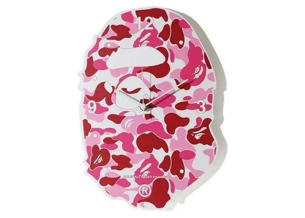 A BATHING APE Abc Camo Ape Head Wall Clock - Pink