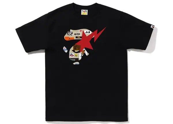 A BATHING APE Label Ape Face Tee Shirt - Black