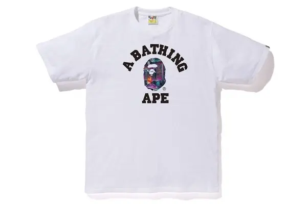 A BATHING APE Neon Tokyo College Tee Shirt - White