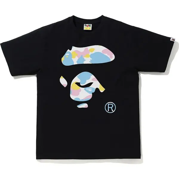 A BATHING APE New Camo Ape Face Tee Shirt - Black