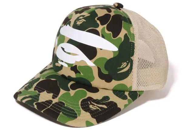A BATHING APE Abc Camo Ape Face Mesh Cap - Green