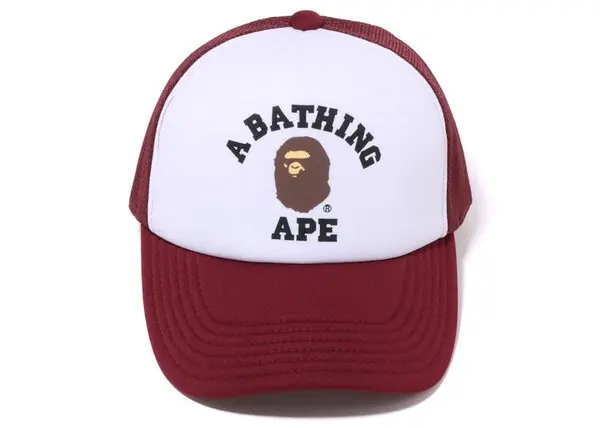 A BATHING APE College Mesh Cap - Burgundy