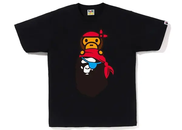 A BATHING APE Pirate Milo On Ape Head Tee Shirt - Black