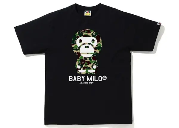 A BATHING APE Abc Camo Baby Milo Tee Shirt - Black/green