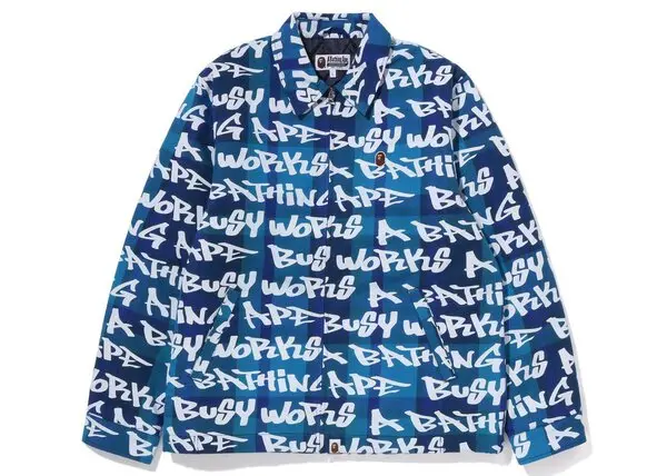 A BATHING APE One Point Graffiti Check Zip Jacket