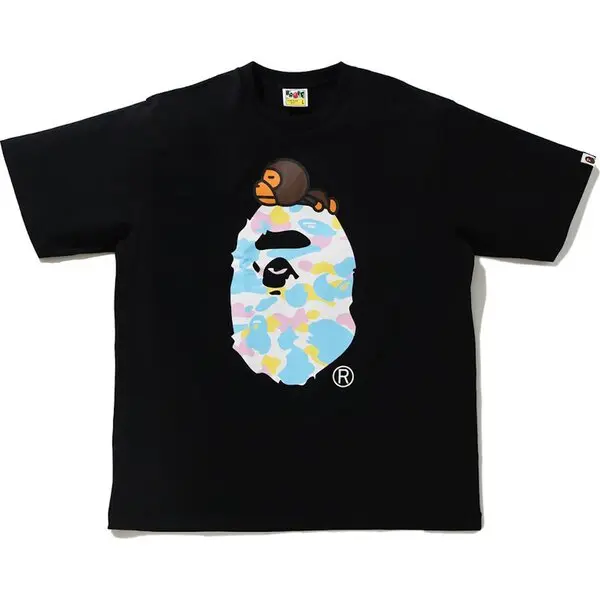 A BATHING APE New Camo Milo On Ape Relaxed Tee Shirt - Black