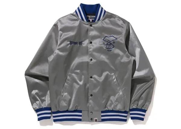 A BATHING APE Nylon Varsity Jacket - Silver