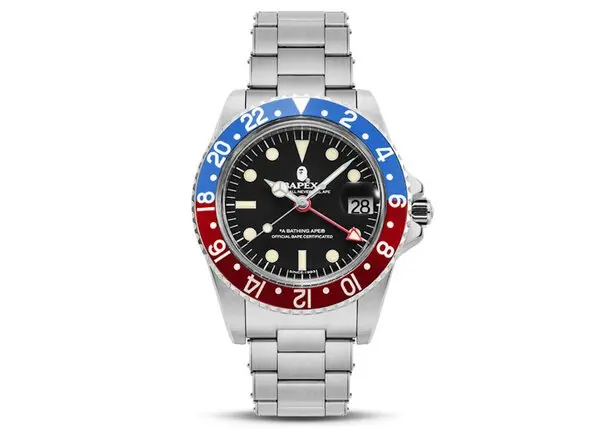 BAPE A Bathing Ape Type 2 Bapex Watch - Silver/red/blue