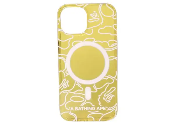 A BATHING APE Neon Camo Iphone 15 Case - Clear Orange