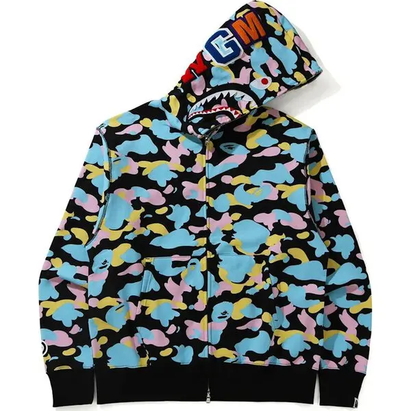 BAPE Camo Shark Relaxed Full Zip Hoodie - Black