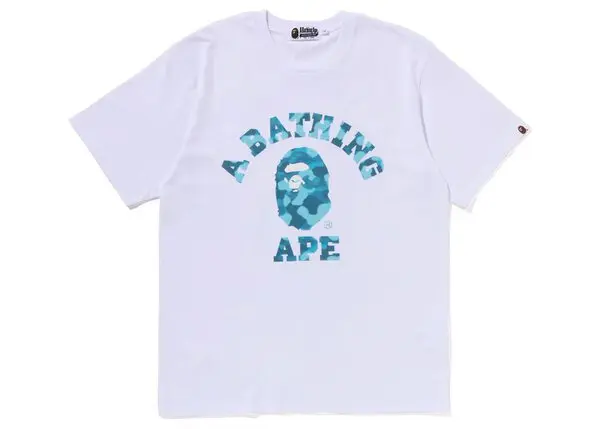 A BATHING APE Radiation Camo College Tee Shirt - White