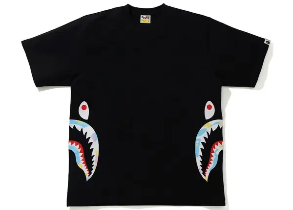 A BATHING APE New Camo Side Shark Relaxed Tee Shirt - Black