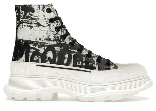 Alexander McQueen Graffiti Tread Slick Boot - White/black
