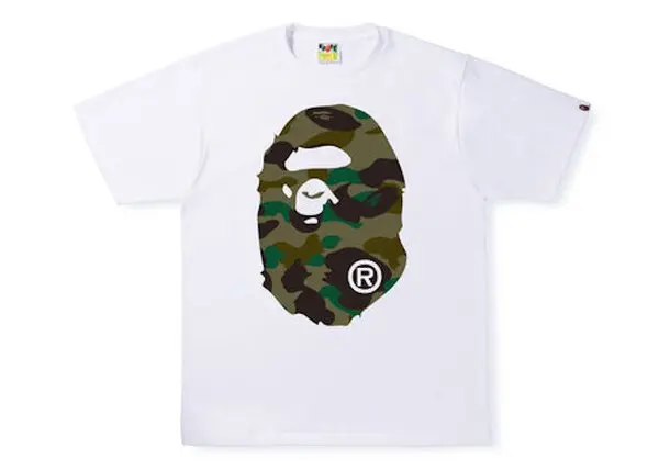 A BATHING APE 1st Camo Big Ape Head Tee Shirt White/green - White Green