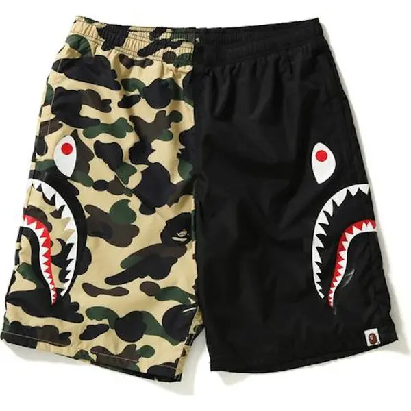 A BATHING APE 1st Camo Half Shark Beach Shorts