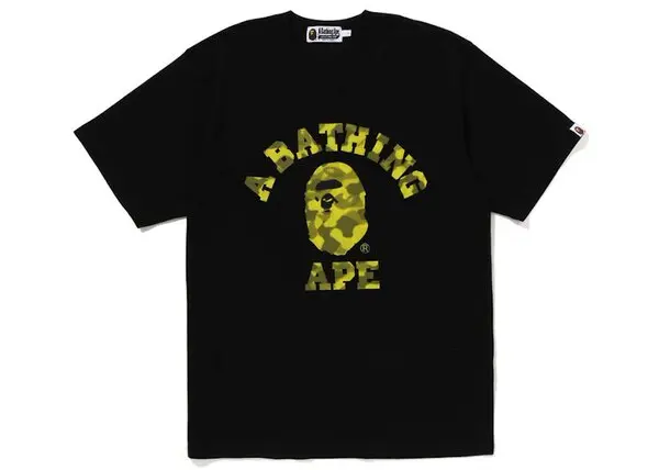 A BATHING APE Radiation Camo College Tee Shirt - Black