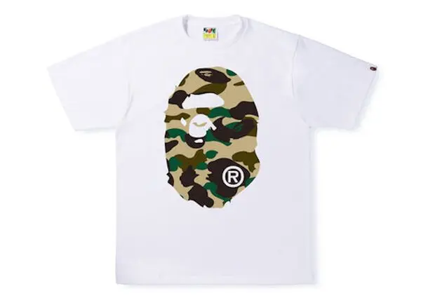 A BATHING APE 1st Camo Big Ape Head Tee Shirt - White/yellow