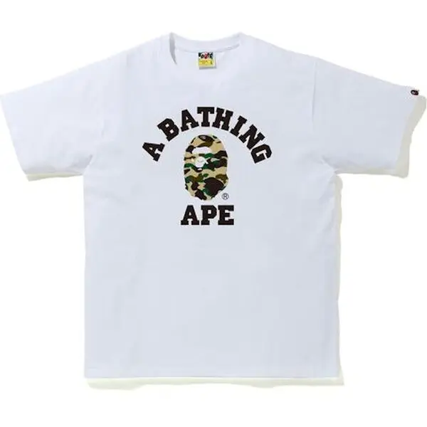 A BATHING APE 1st Camo College T-shirt - White/yellow