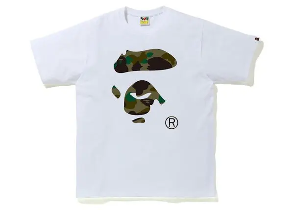 A BATHING APE 1st Camo Ape Face Tee Shirt - White/green