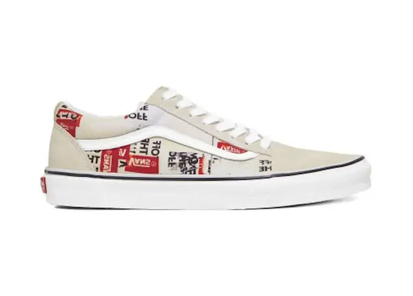 VANS Old Skool Printed Sneakers - Off White/red/white