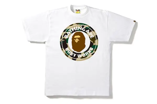 A BATHING APE 1st Camo Busy Works Tee Shirt - White/beige