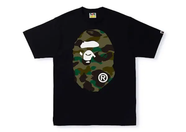 A BATHING APE 1st Camo Big Ape Head Tee Shirt - Black/green