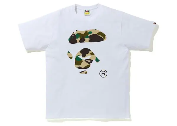 A BATHING APE 1st Camo Ape Face Tee Shirt - White/yellow