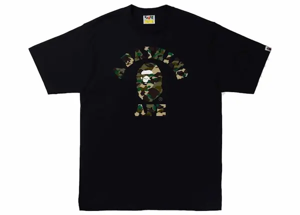 A BATHING APE 1st Camo Crazy College Tee Shirt - Black