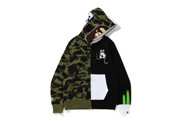 A BATHING APE 1st Camo Ape Panda Half Zip Hoodie - Green