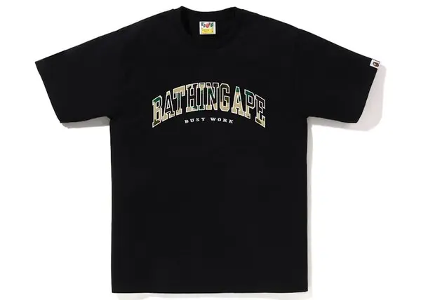 A BATHING APE 1st Camo Logo Tee Shirt - Black Yellow