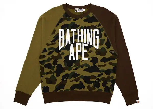 A BATHING APE 1st Camo Crazy Nyc Logo Relaxed Fit Crewneck Sweatshirt - Green