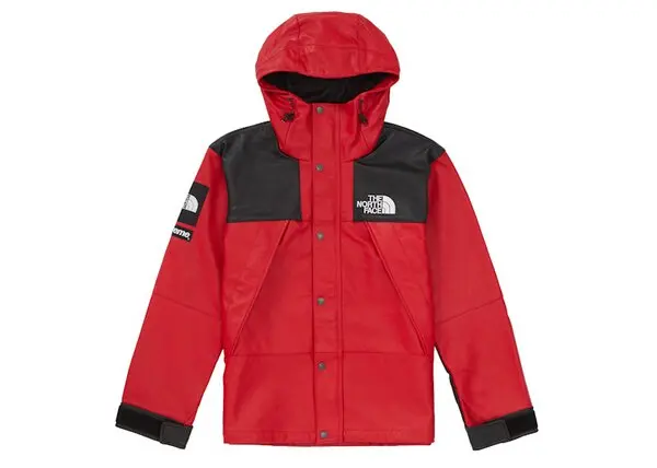 Supreme The North Face Leather Mountain Parka Jacket - Red