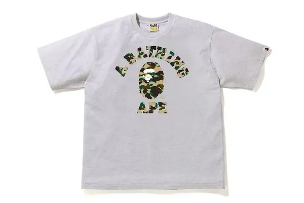 A BATHING APE 1st Camo College Relaxe Fit Tee Shirt - Gray/yellow