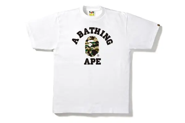 A BATHING APE 1st College Tee Shirt - White/camo