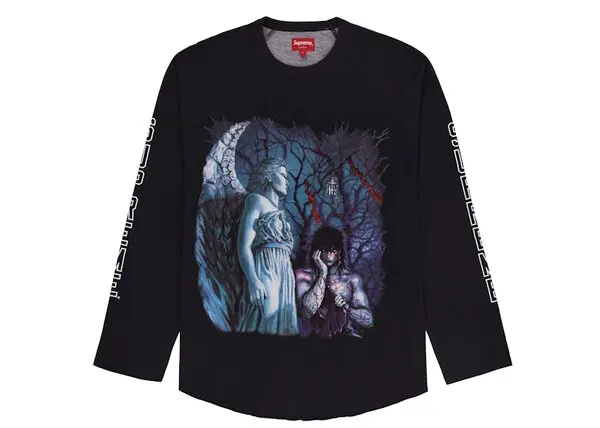 Supreme The Crow Raglan Long Sleeve Tee Shirt - Black Graveyard