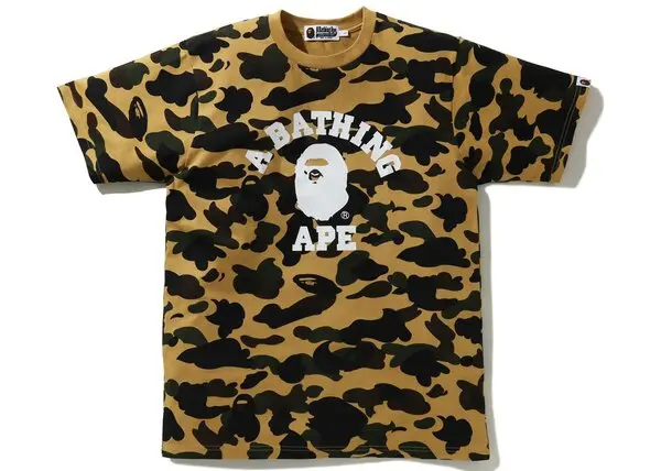 A BATHING APE 1st Camo College Tee Shirt Tee Shirt - Yellow