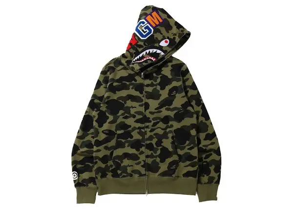 A BATHING APE 1st Camo Shark Full Zip Hoodie - Green