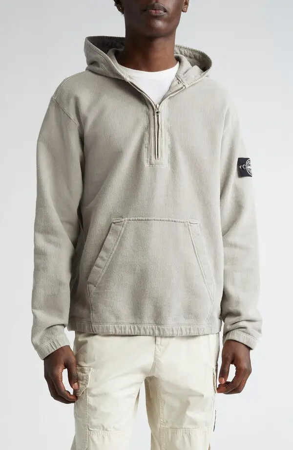 Stone Island Felpa Half Zip Hoodie In Dust - 55% Off | Editorialist