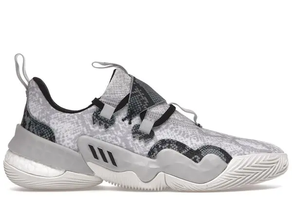 Adidas Trae Young 1 Snakeskin Sneakers - Light Solid Grey/crystal White/core Black
