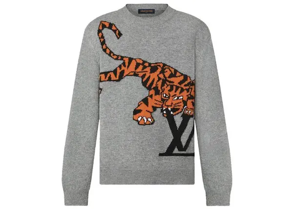 LOUIS VUITTON Tiger Intarsia Pullover - Grey