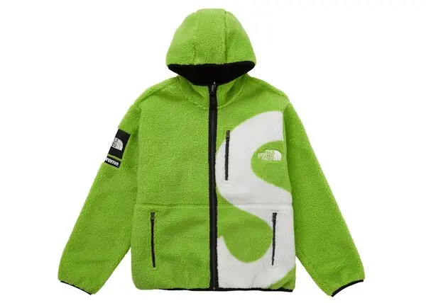 Supreme The North Face Logo Hooded Fleece Jacket - Lime