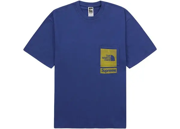 Supreme The North Face Printed Pocket Tee Shirt - Navy Blue