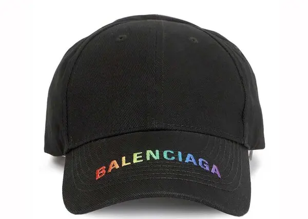 Balenciaga Logo Embroidered Cap - Black