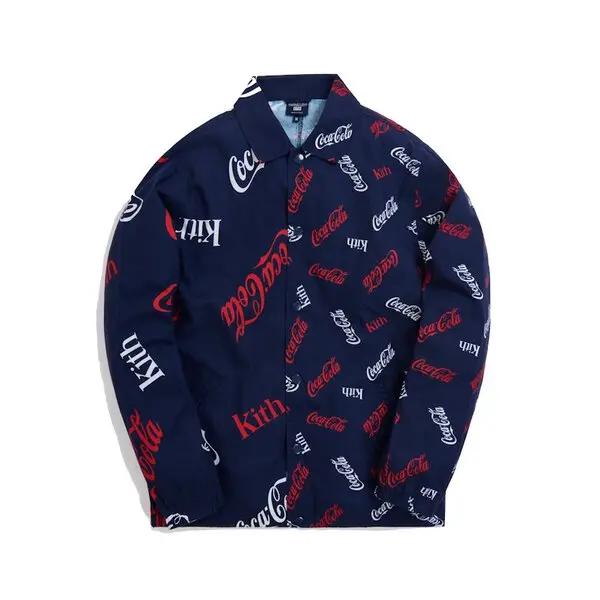 Kith X Coca-cola X Mitchell & Ness Coke Coaches Jacket - Navy Blue