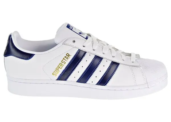 Adidas Superstar Lace Up Sneakers - Cloud White/collegiate Royal/gold Metallic