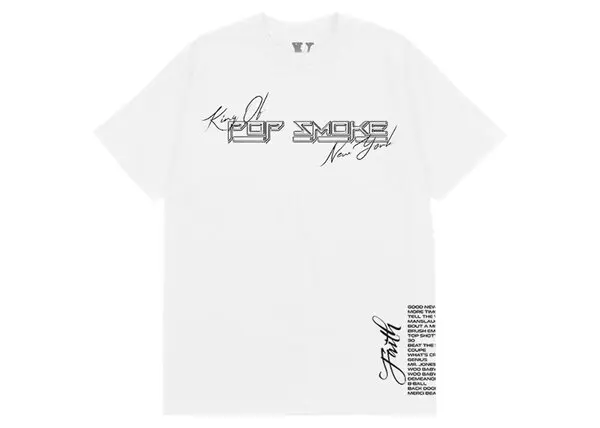 POP SMOKE X Vlone Faith King Of New York T-shirt - White