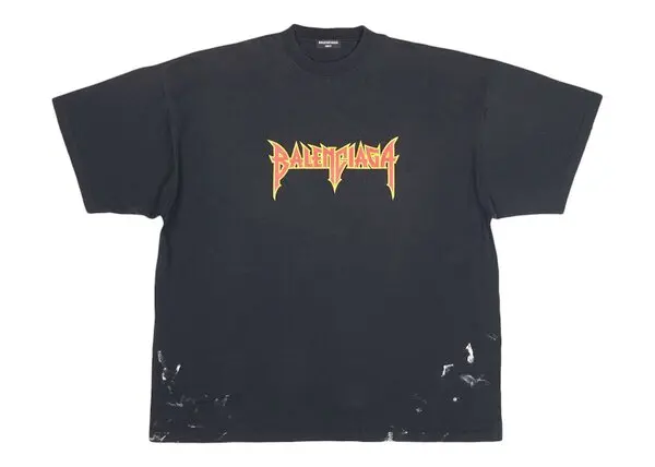 Balenciaga Metal Vintage Oversized Tshirtin - Black