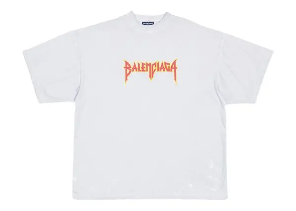 Balenciaga Metal Vintage Oversized Tshirtin - White